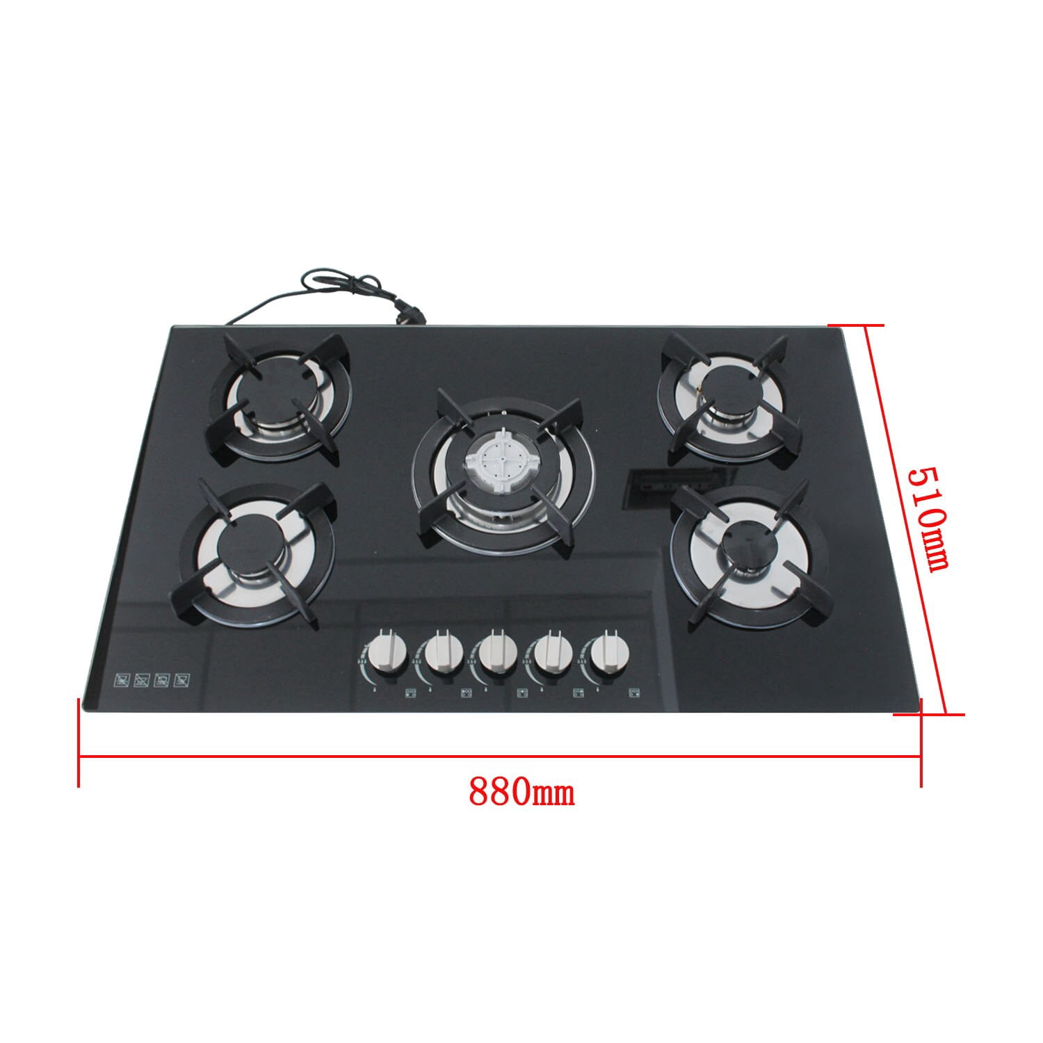 4/5 Burner LPG NG Built In Gas Cooktops Tempered Glass Sabaf Burner Gas ...