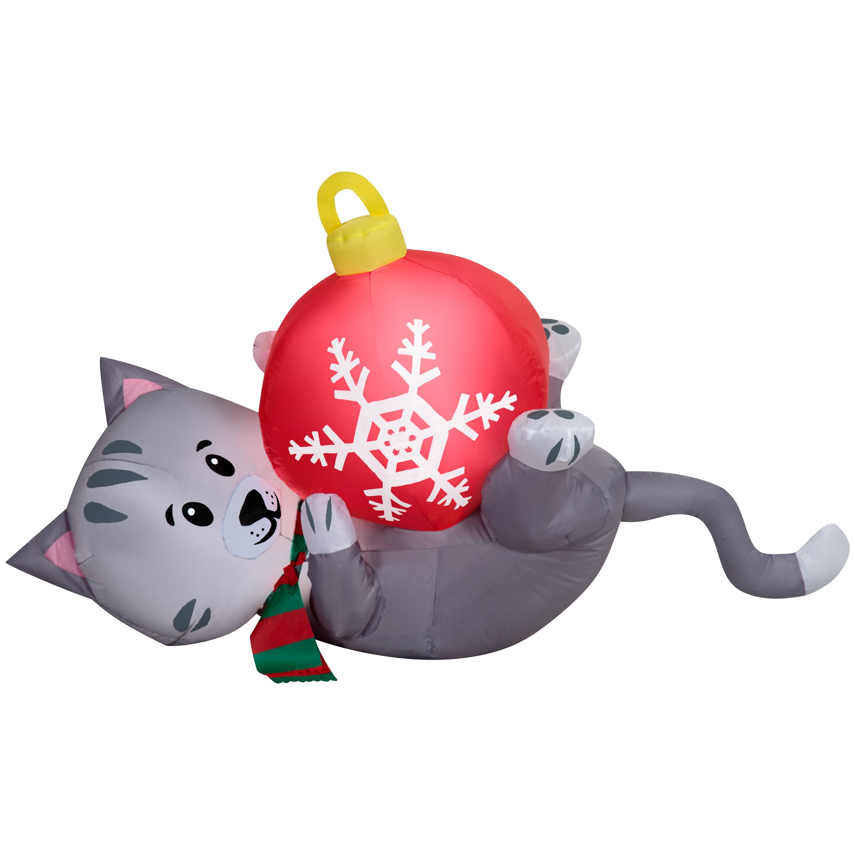 30 in Playful Cat with Ornament Christmas Airblown Yard Inflatable ...