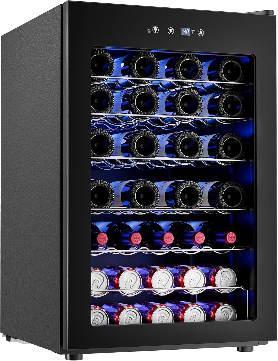 4.5 CU.FT Wine Cooler Refrigerator, Small Built-in Wine Fridge for Red ...