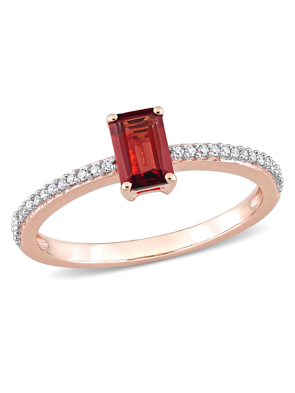 4/5 Carat (Ctw) Emerald-Cut Garnet Ring in 10K Rose Pink Gold with ...