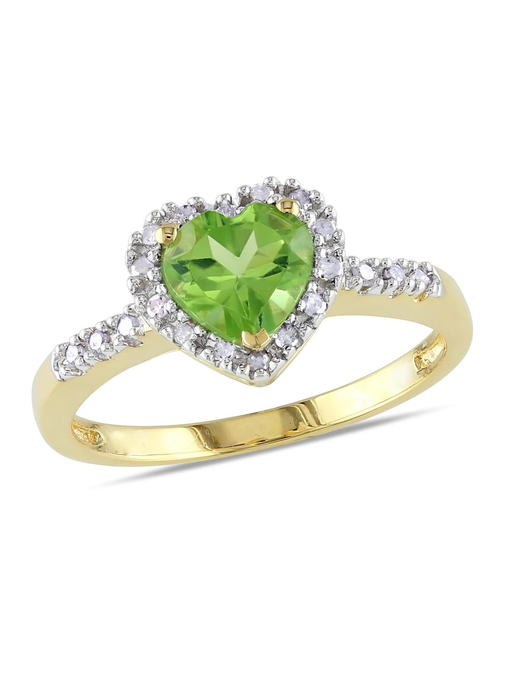 4/5 Carat (cw) Peridot Promise Heart Ring in 10K Yellow Gold with ...