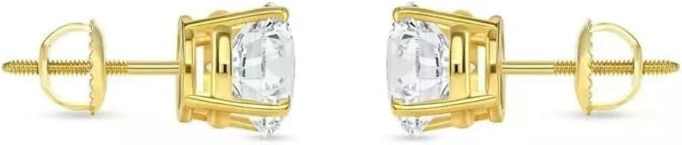 4.5 Ct Round Cut Diamond Stud Earrings Solid Real18K Yellow Gold Screw ...