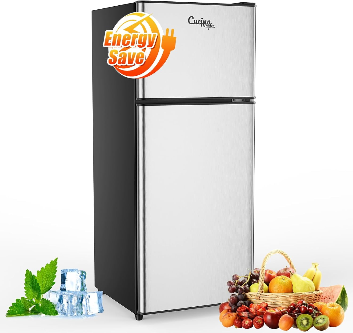 4.5 Cu Ft Mini Fridge for Bedroom, 2 Door Small Fridge, 7 Level ...
