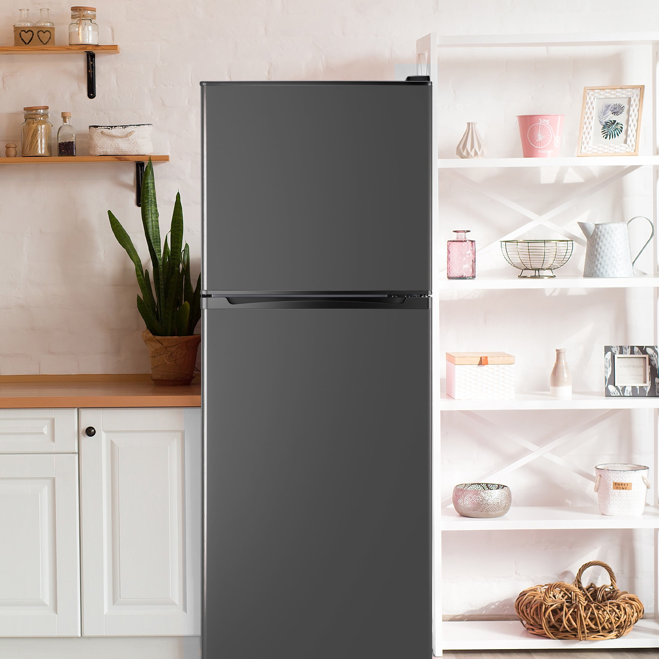 4.5 Cu.ft Compact Refrigerator 2 Door with Freezer,7 Adjustable ...