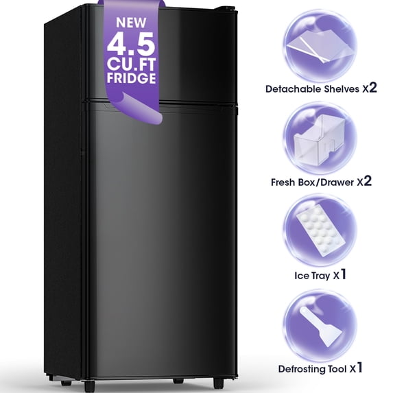 Patiosunny, Mini Refrigerator with Freezer, 4.5 cu ft Black - Walmart.com