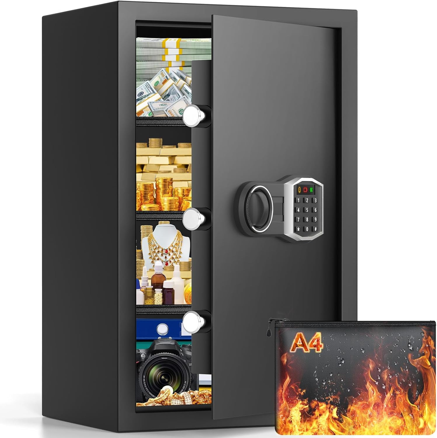 4.5 Cubic Foot Large Fireproof Safe Box with Digital Lock, Emergency ...