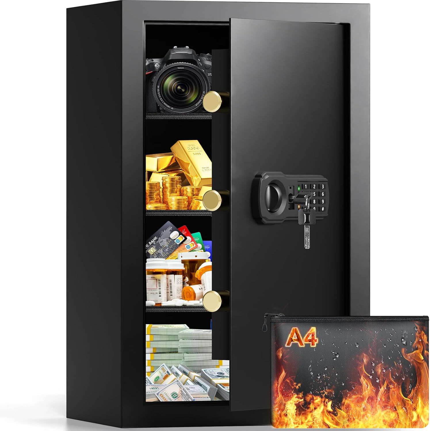 4.5 Cubic Large Fireproof Safe Box with Fireproof Document Bag ...