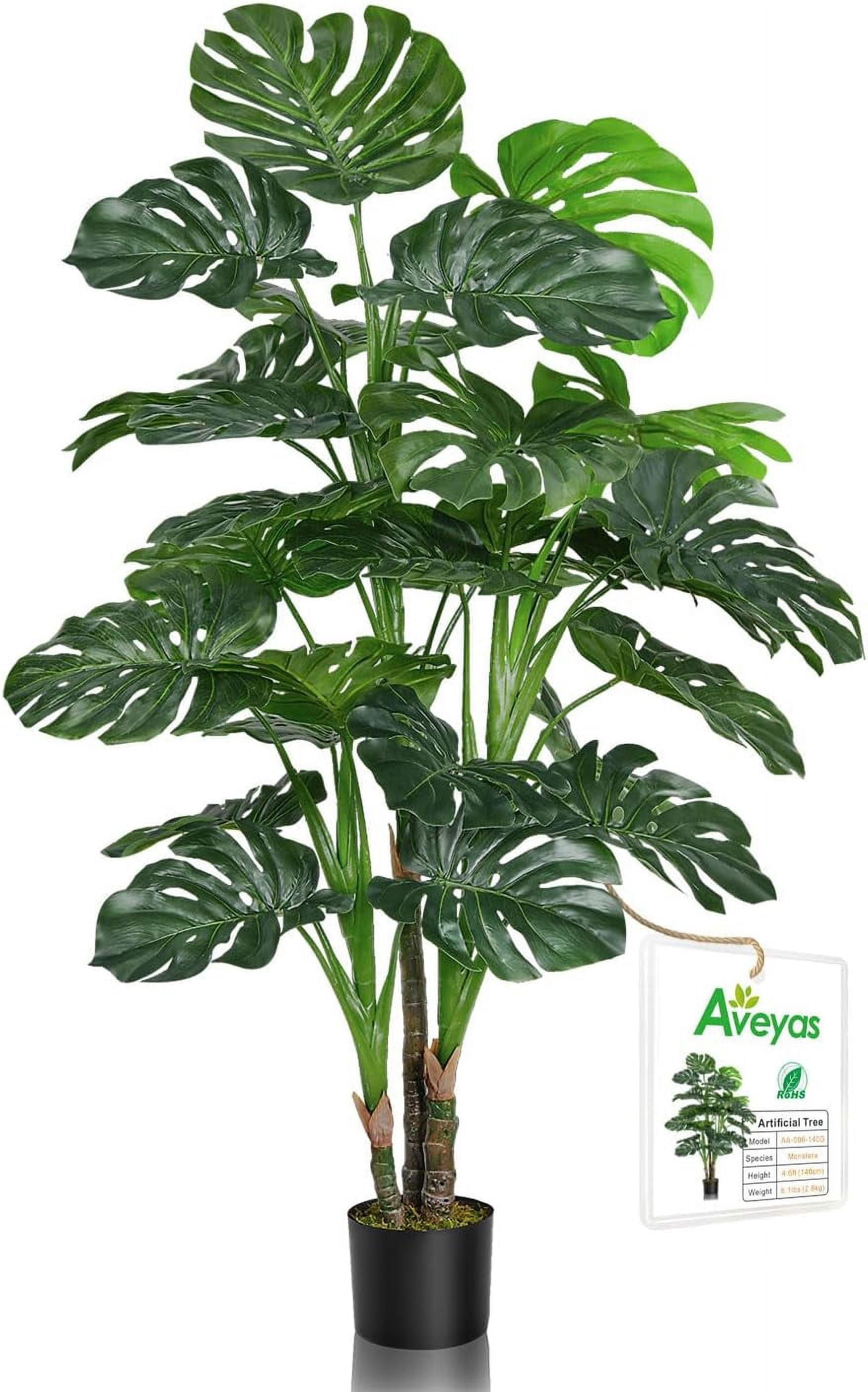 4.5 Foot Tall Artificial Monstera Deliciosa Plant with Realistic Leaves ...