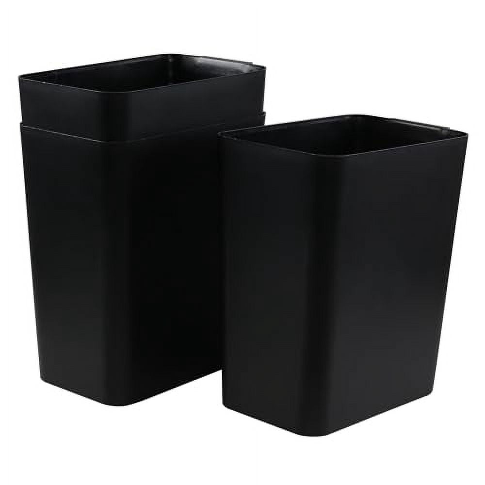 4.5 Gallon Small Plastic Waste Basket, Black Open Top Garbage Can, 3 ...