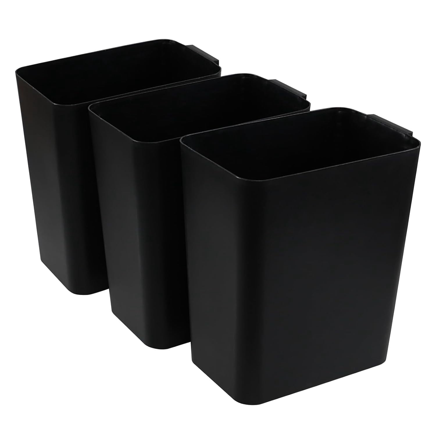 4.5 Gallon Small Plastic Waste Basket, Black Open Top Garbage Can, 3 ...