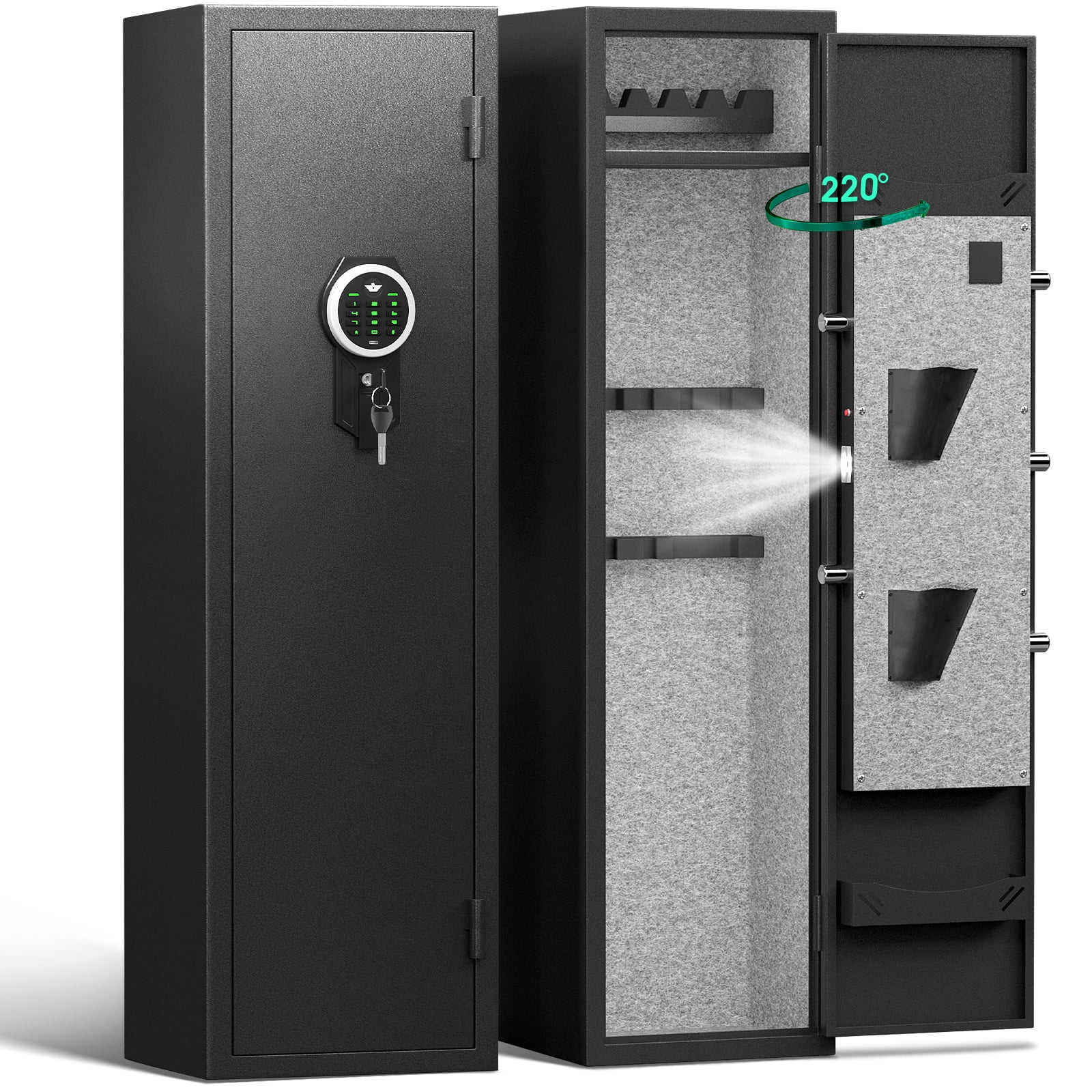 4-5 Gun Safe, Gun Safes for Home, Quick Access Gun Cabinets with LED ...