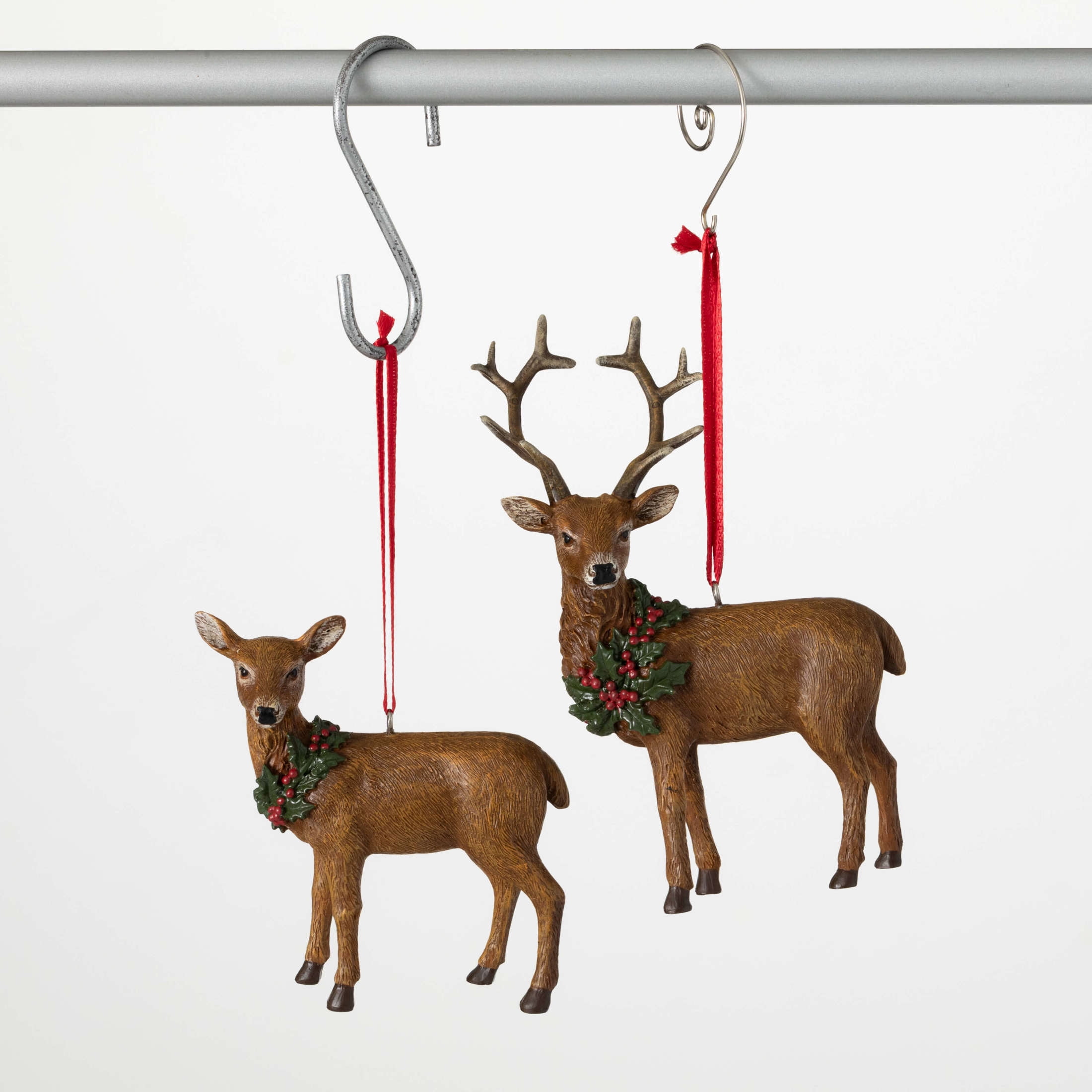 4.5"H & 3"H Sullivans Woodland Deer Christmas Ornament Set of 2 ...
