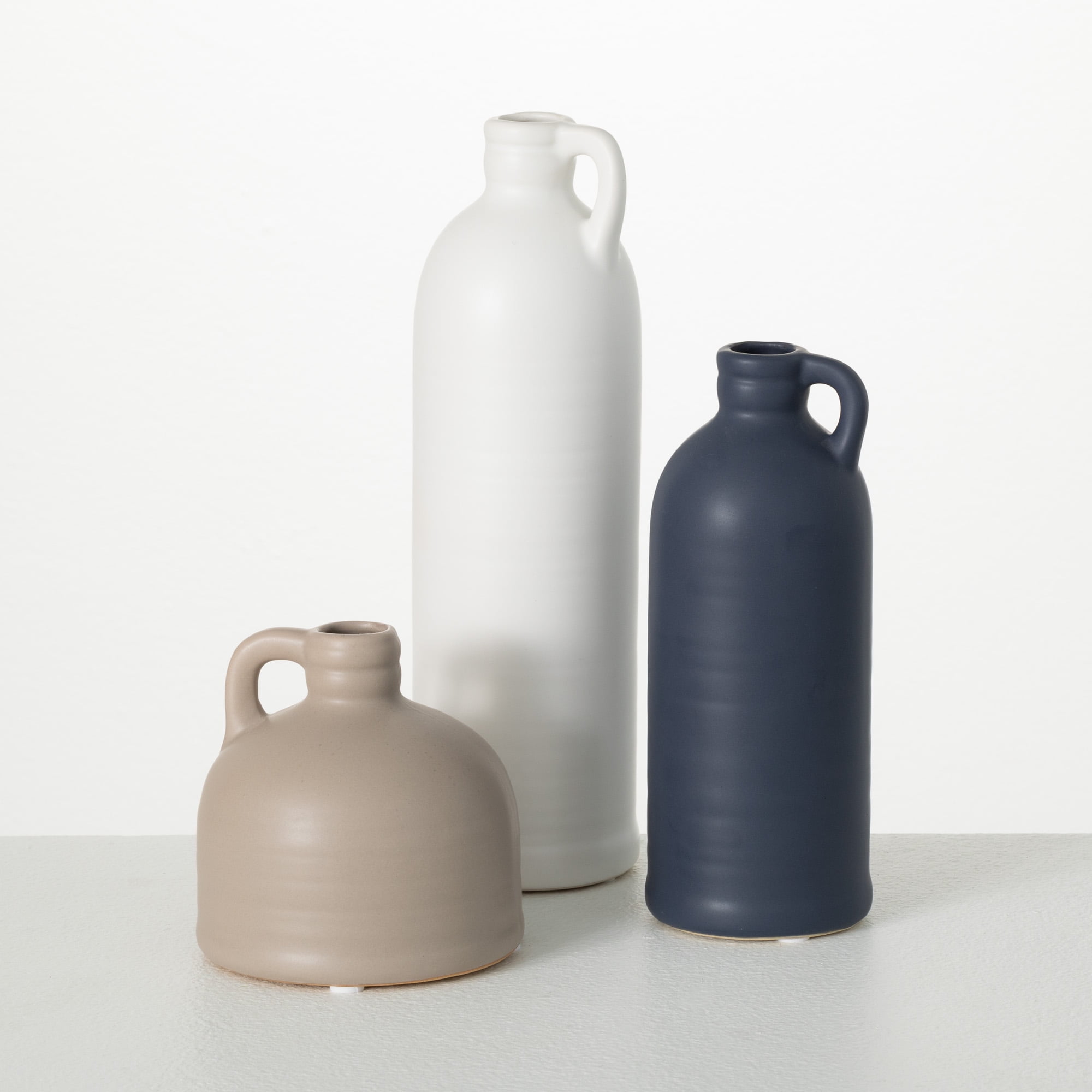4.5"H Sullivans Matte Dusty Blue Bottle Jugs Set of 3, Multicolored ...
