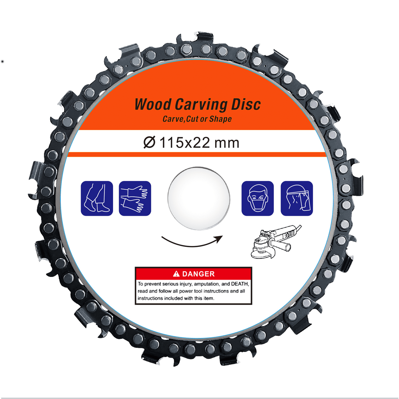 4.5-Inch Angle Grinder Chainsaw Disc, Wood Carving Saw Blade for ...