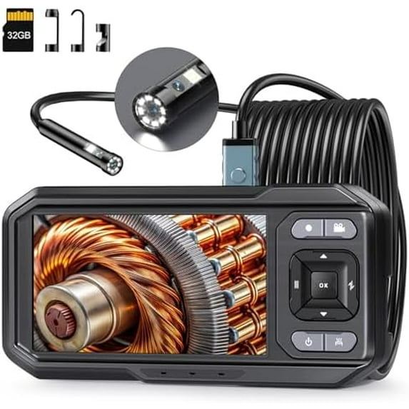 4.5 Inch Dual-Lens Industrial Endoscope, 1080P Photo Video Borescope ...