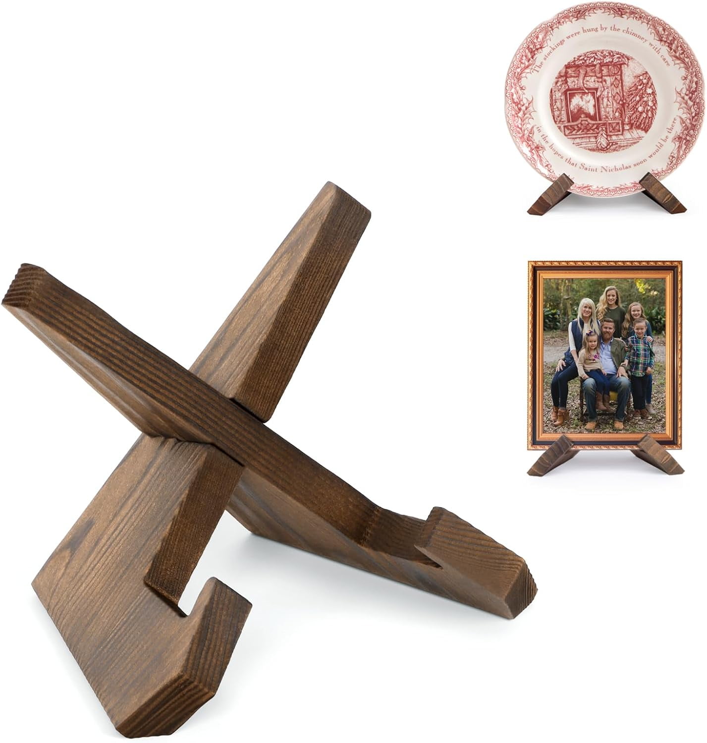 4.5 Inch Plate Stand Display - Wooden Picture Frame Holder, Decorative ...