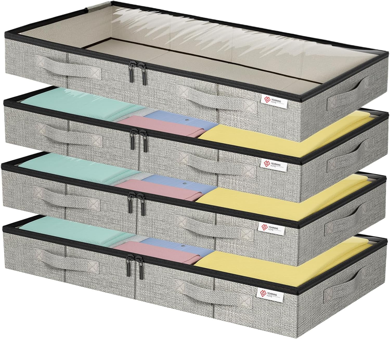 4.5 Inches Under Bed Storage Containers,4Pack Low Profile Underbed ...