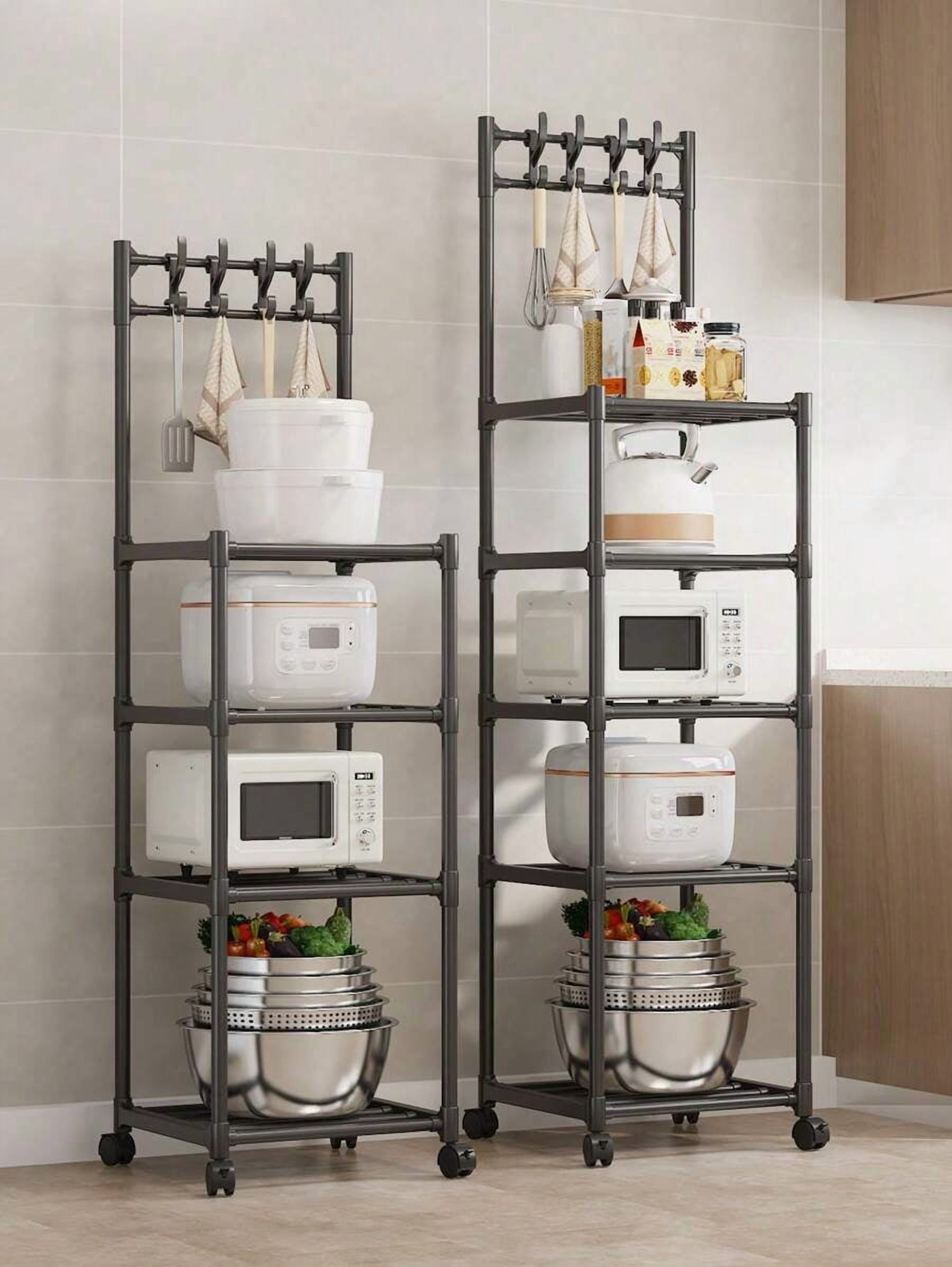 4/5 Layer Height Adjustable Metal Storage Rack With Hooks ...