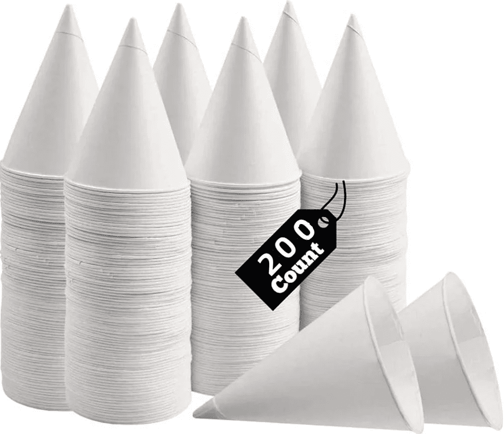 4.5 Oz White Paper Cone Cups,Snow Cone Cups for Ice Cream & Shaved Ice ...