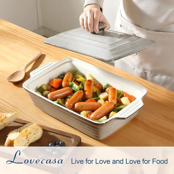 4.5 Quart Ceramic Casserole Dish with Lid, 9x13 Baking Dish for Oven ...