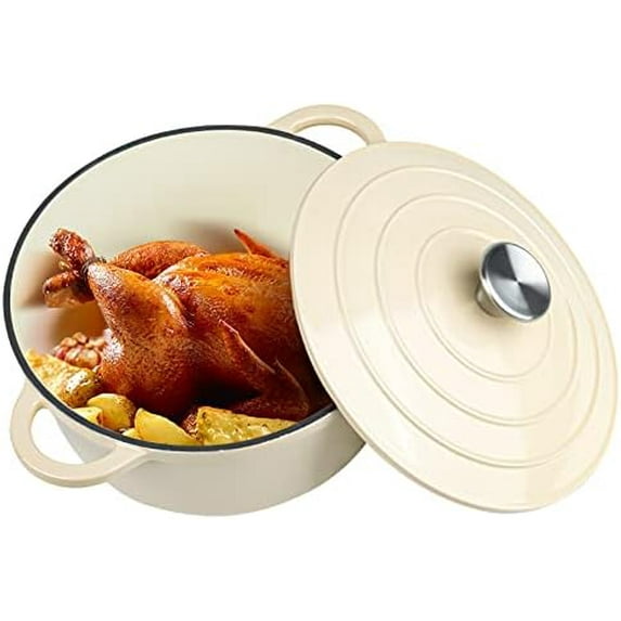 4.5 Quart Enameled Dutch Oven Pot with Lid, Cast Iron Dutch Oven with ...