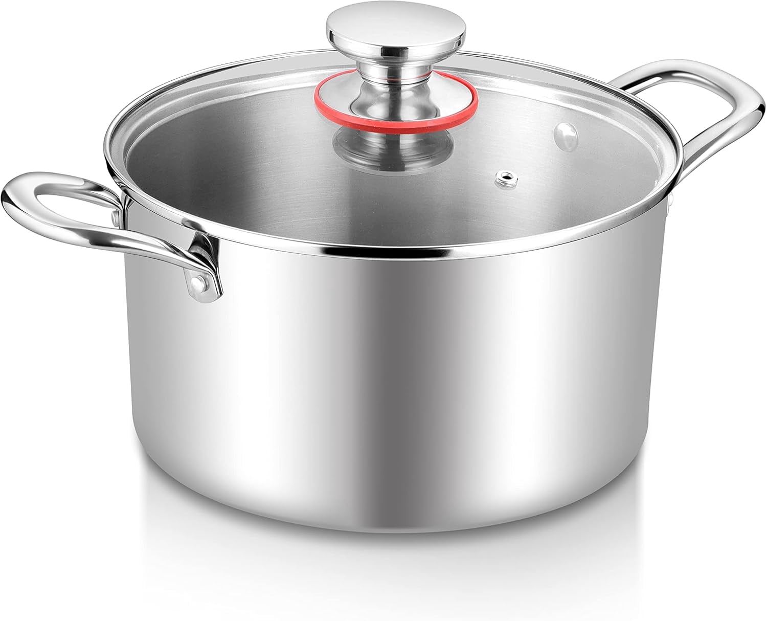 4.5 Quart Stock Pot, Stainless Tri-Ply Cooking Pasta Soup Pot with See ...
