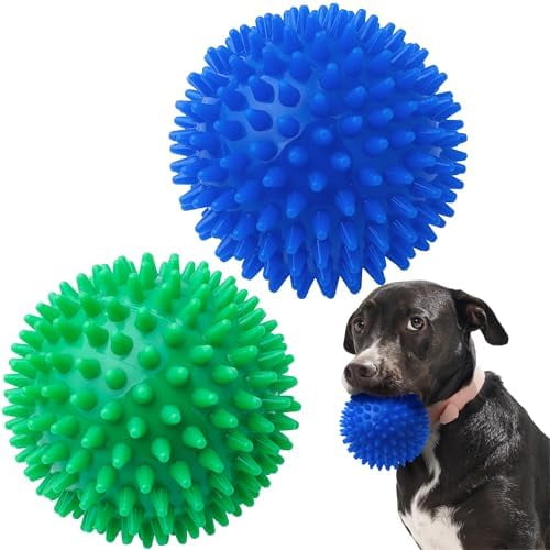 4.5'' Squeaky Dog Toy Balls for Large Breeds, Dogs Spiky Balls for ...