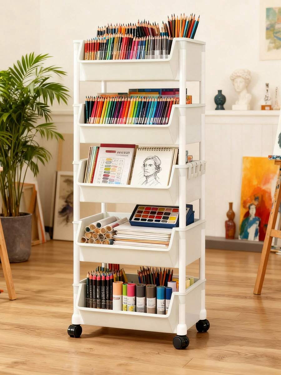 4/5 Tier Multifunction Storage Rolling Cart with Lockable Wheels ...