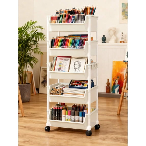 4/5 Tier Multifunction Storage Rolling Cart with Lockable Wheels ...