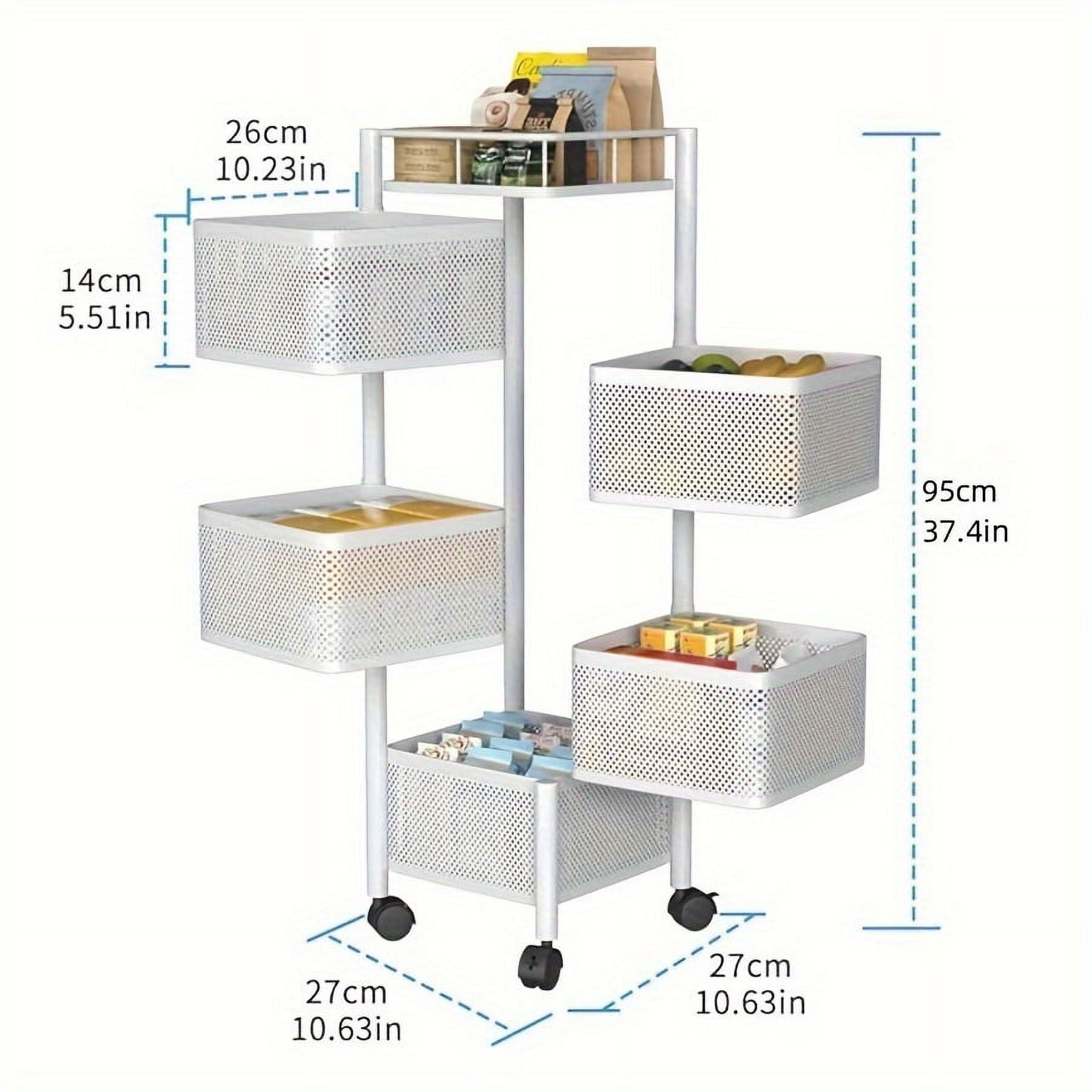 4/5 Tier Rotating Office Storage Shelf, Rolling Storage Basket Multi ...
