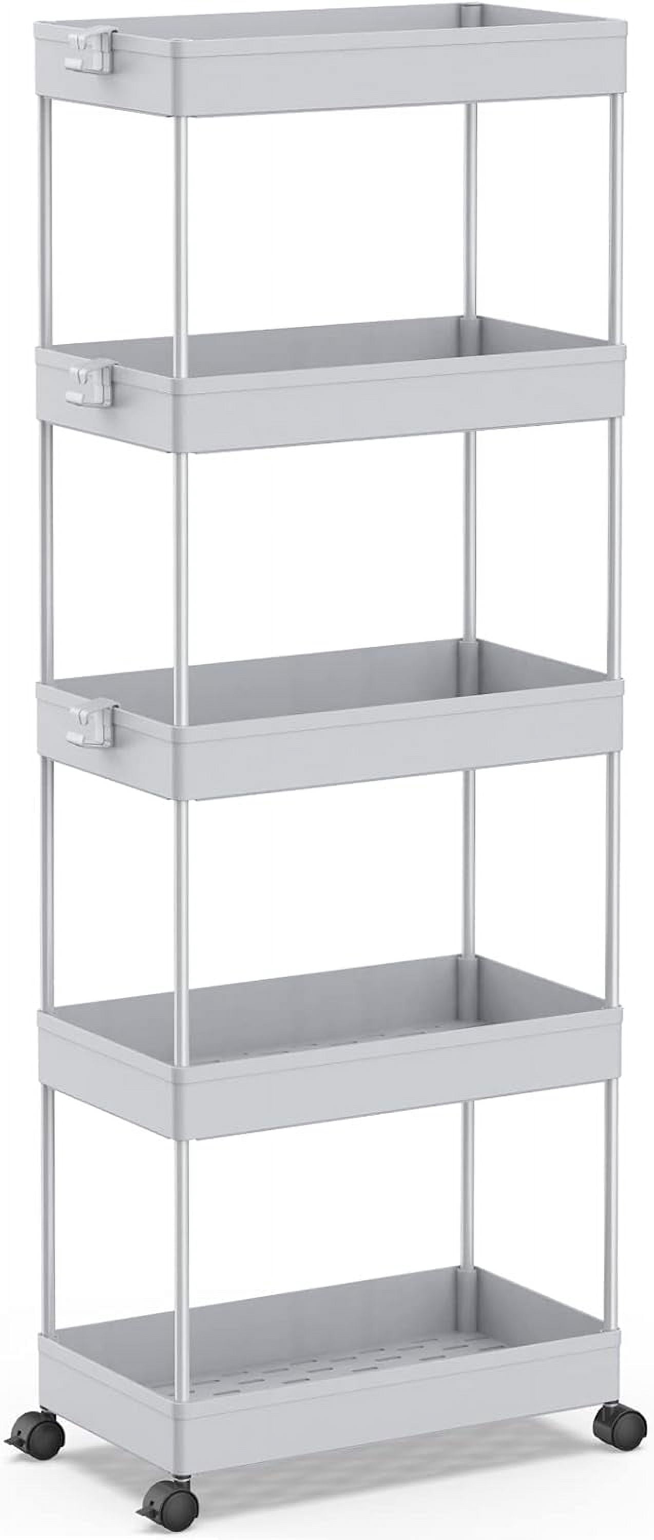 4/5 Tier Slim Rolling Storage Cart Bathroom Organizer Mobile Shelving ...