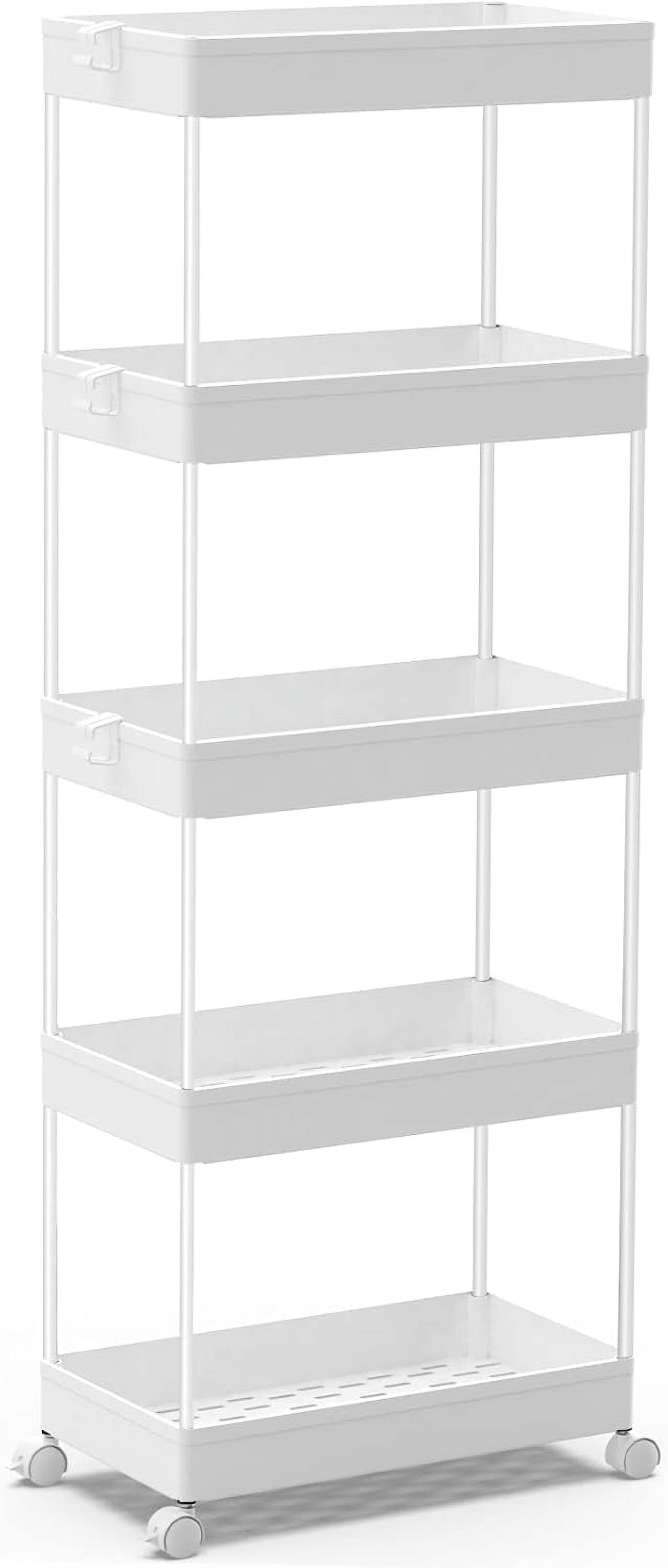 4/5 Tier Slim Rolling Storage Cart Bathroom Organizer Mobile Shelving ...