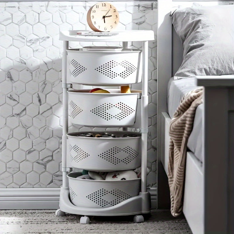 4/5-Tier Utility Rolling Cart, Mobile Utility Cart With Lockable Caster ...