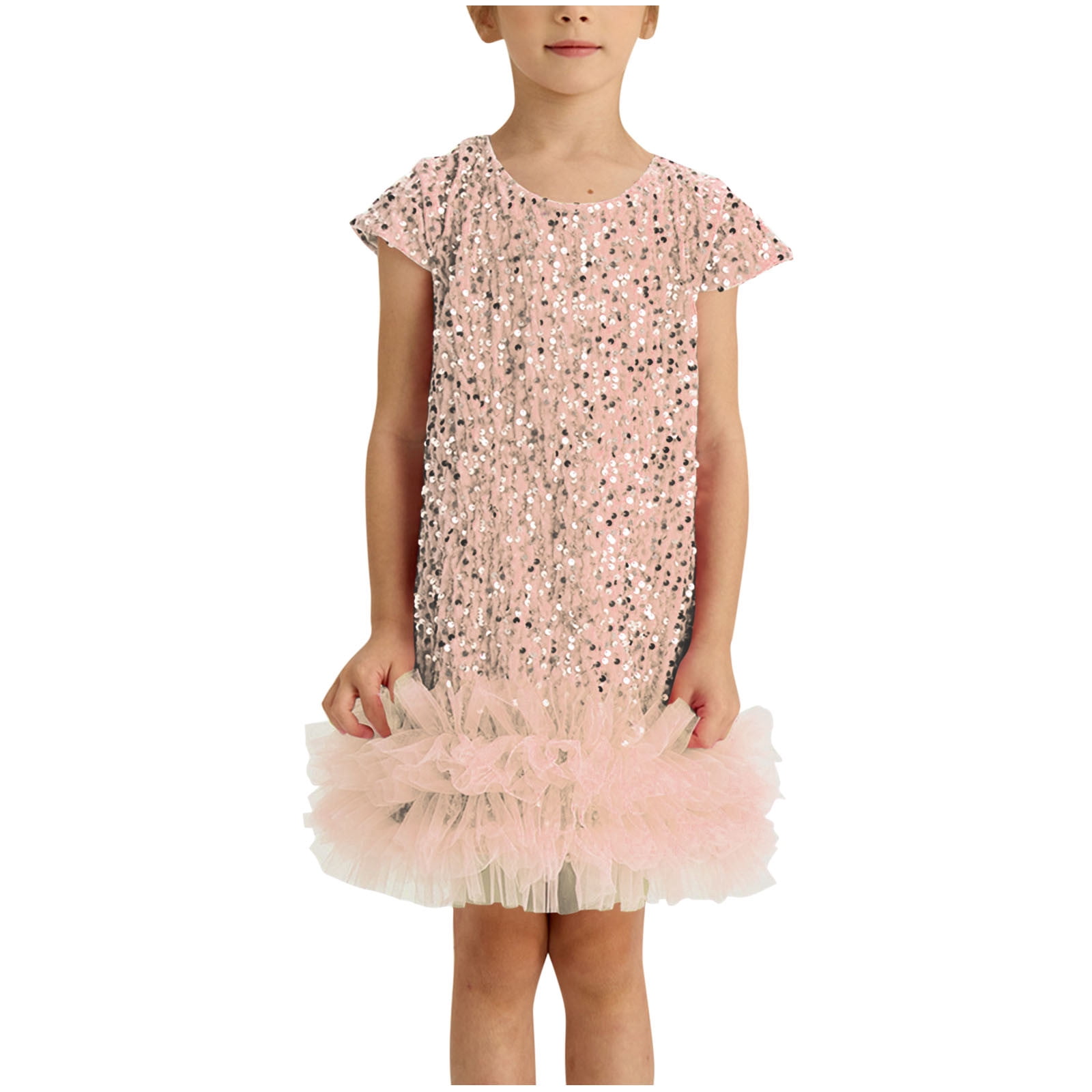 4-5 Years Girls Dresses Summer Short Sleeve Formal Fancy Party Birthday ...