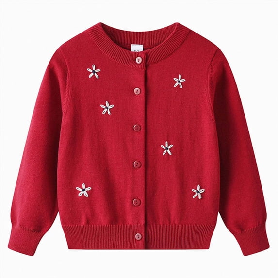 4-5 Years Kids Little Girls Button Front Crop Sweater Cardigan Crew ...