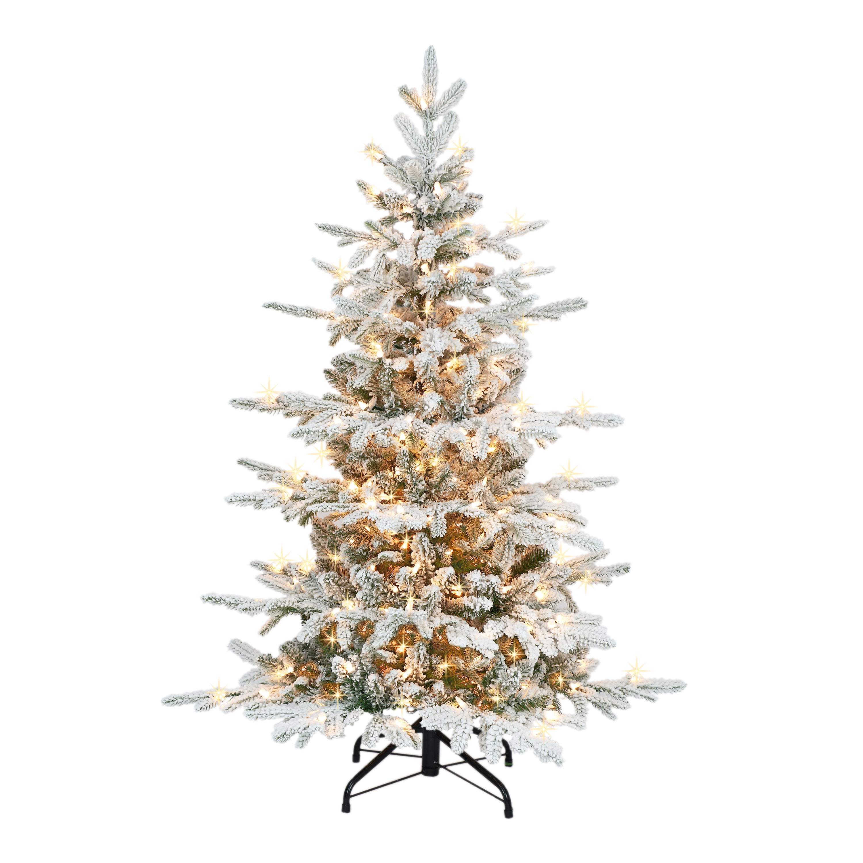 4.5 ft Pre-lit Flocked Utah Fir Tree 699 PE/PVC Tips 250 UL Clear ...