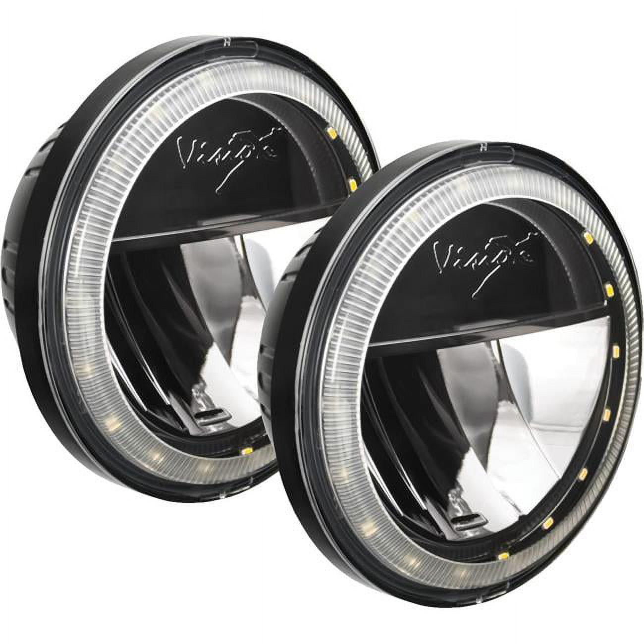 4.5 in. Round Black & Chrome VX LED Headlight with Halo - Set of 2 ...