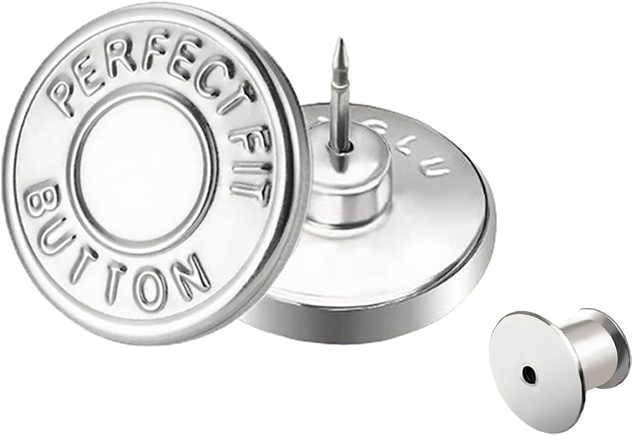 4/5 inches Metal Jeans Button Replacement，12 Set of no-sew Jean Buttons ...