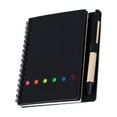 4.5 x 5.5 Inch Black Memo Book with Sticky Notes, Pocket Size Notepad ...