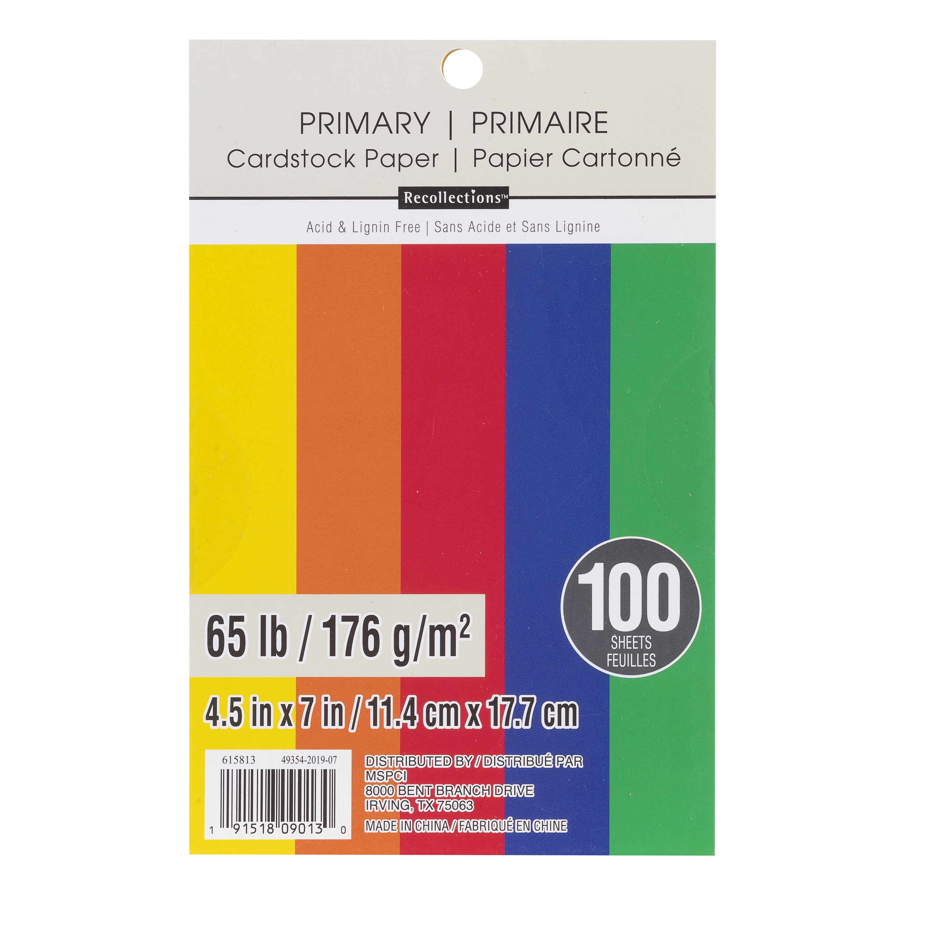 4.5" x 7" Primary Cardstock Paper by Recollections - Acid and Lignin ...