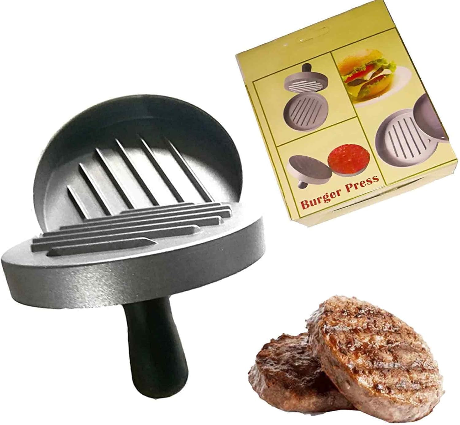 4.53" Heavy Duty Alloy Hamburger Patty Press, Non-Stick Layer Design ...