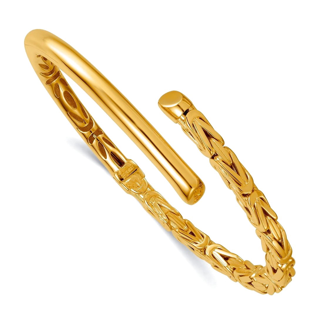 4.53mm 14k Solid Yellow Gold Polished Fancy Byzantine Hinged Cuff ...