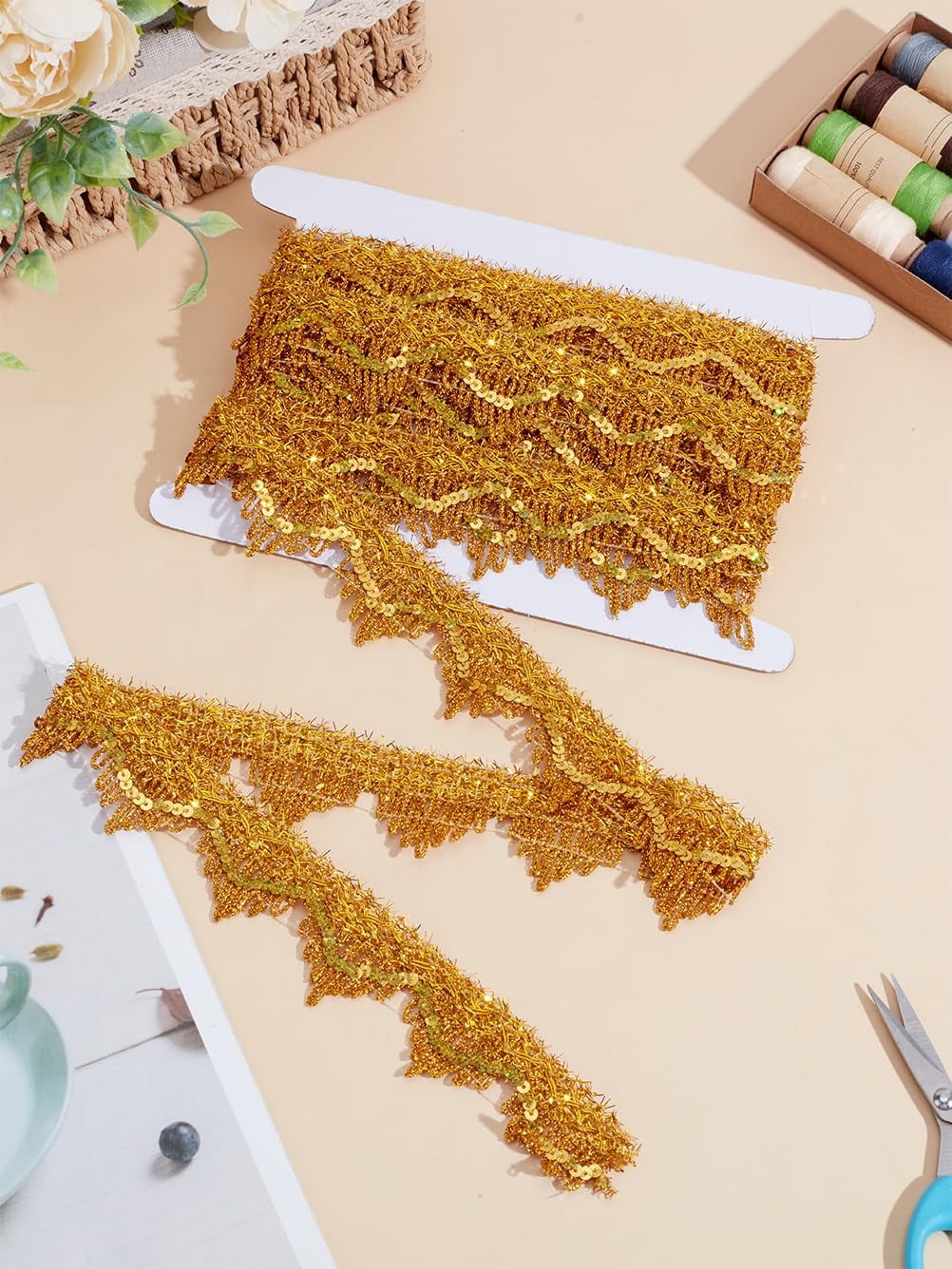 4.57M/5 Yards 1-5/8 inch(40mm) Sequin lace Trim Polyester Flower Lace ...