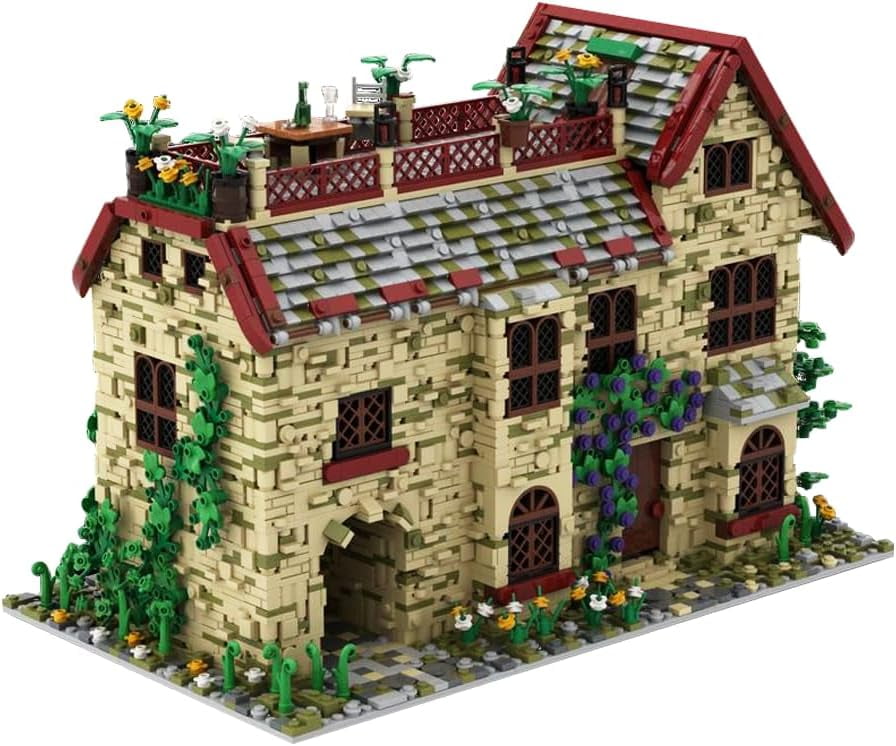 4,584 Pcs Vintage House Building Set Toys, Featuring Attic, Rooftop ...