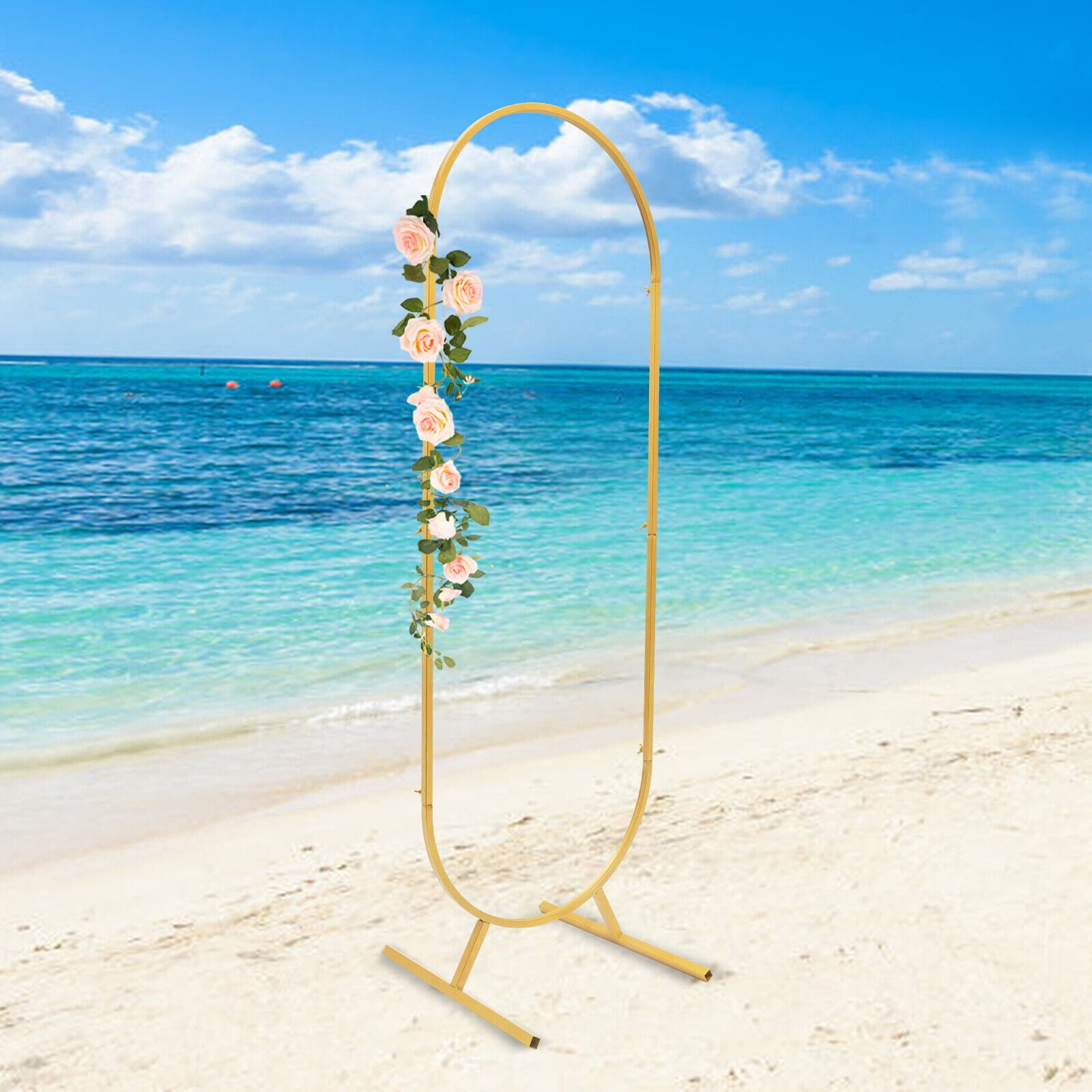 4.59ft, 5.58ft,6.56ft Wedding Arch Backdrop Stand Gold Oval Balloon ...