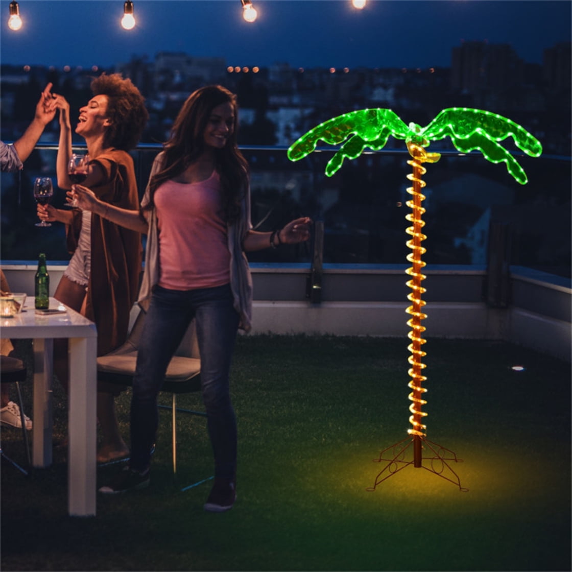4.5FT Artificial Lighted Palm Tree, 198 LED Lights, Decoration for Home ...