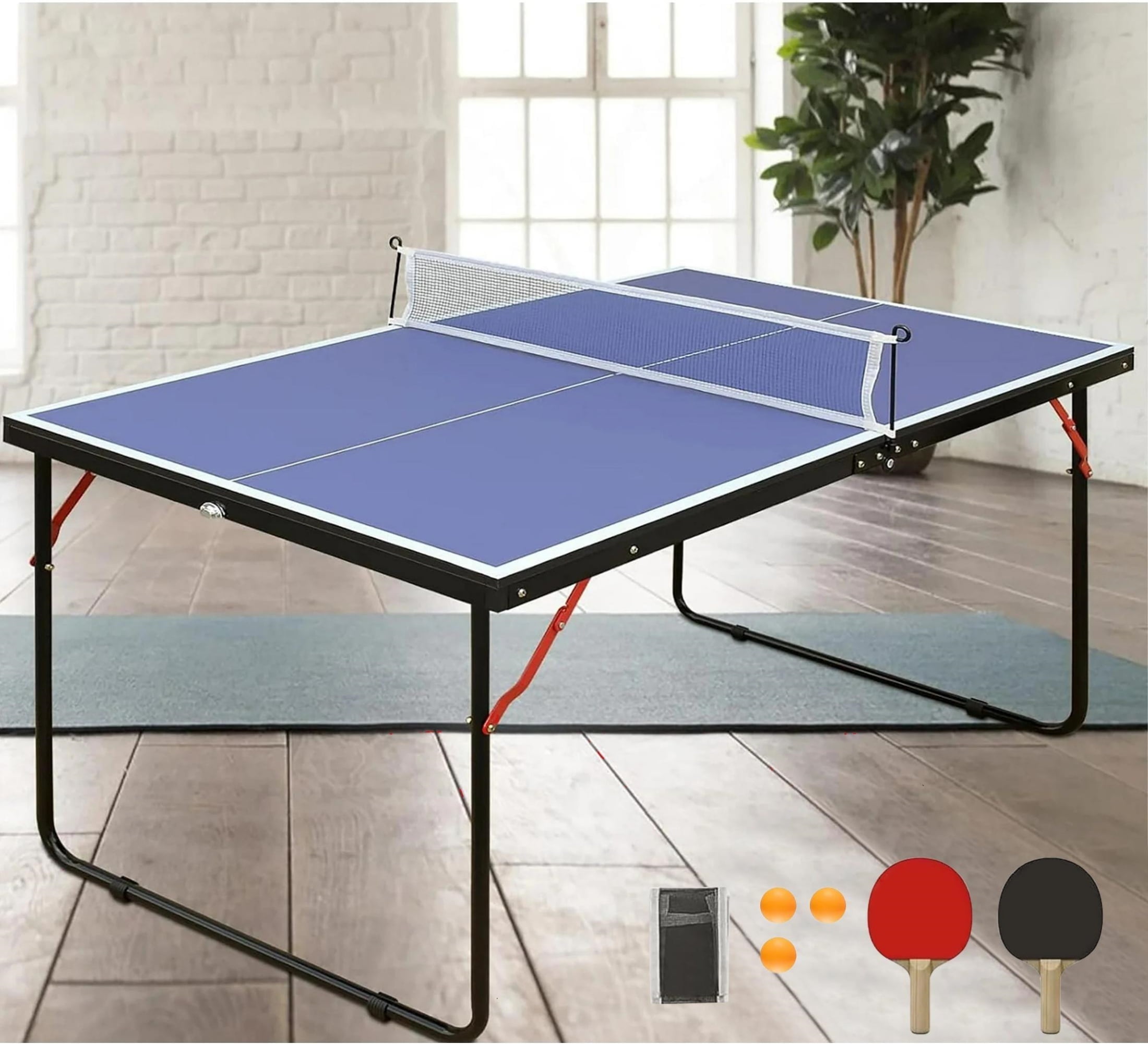 4.5FT Foldable Table Tennis Table, SHINPT Outdoor Ping Pong Table with ...