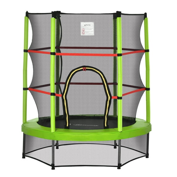 4.5FT Green Kids Trampoline with Safety Enclosure Net, Springless ...