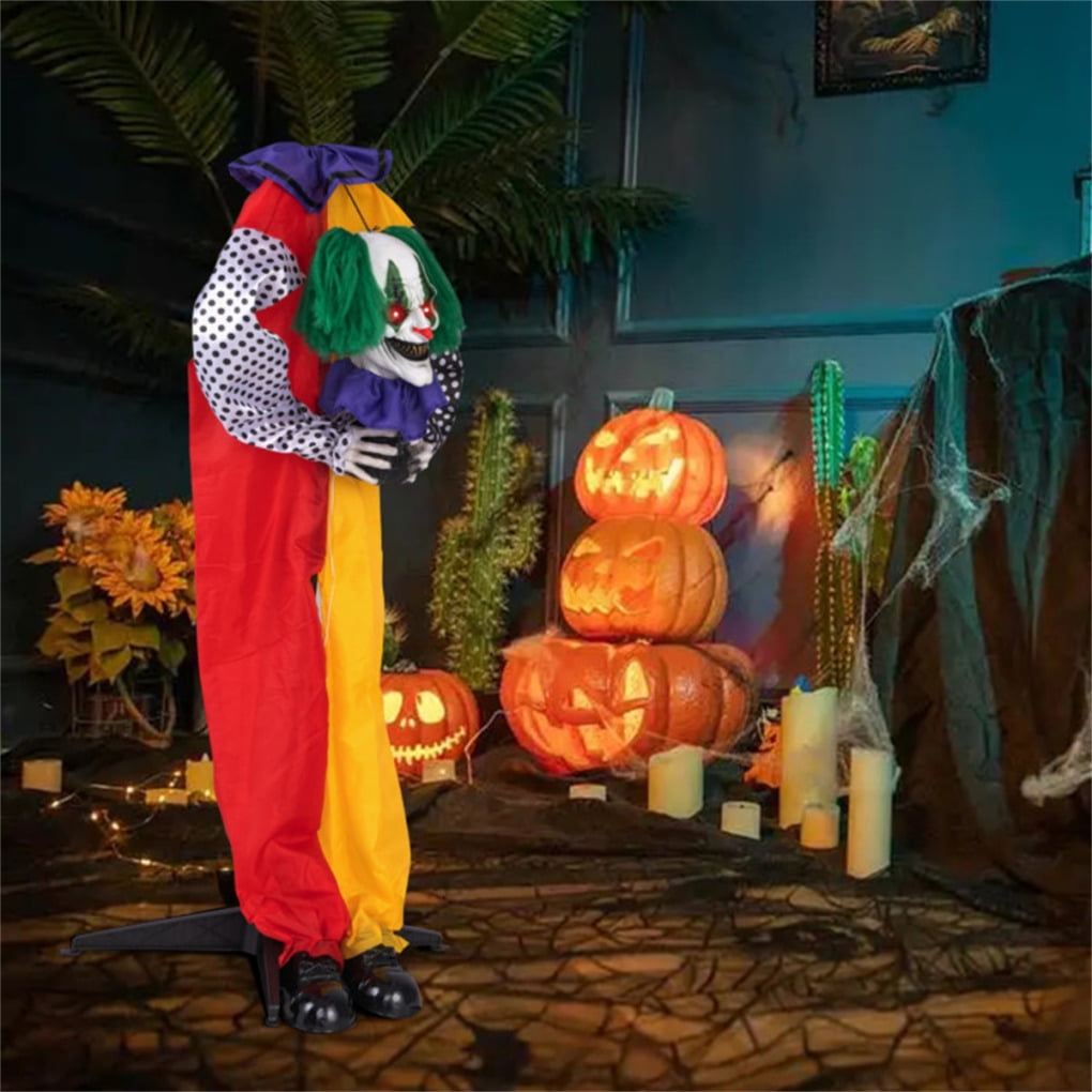 4.5FT Halloween Animatronics Clown Holding Doll, Life Size Halloween ...