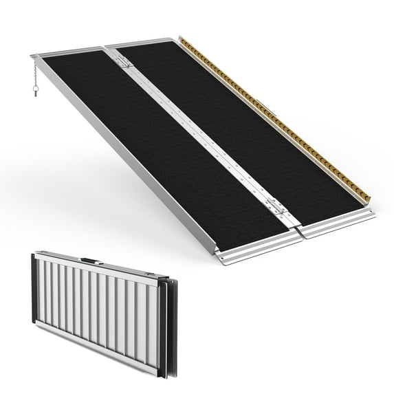 4.5FT Portable Wheelchair Ramp with Load-Reducing Shoulder Strap ...
